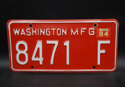 1984 Red WASHINGTON MFG License Plate - MANUFACTURER | eBay