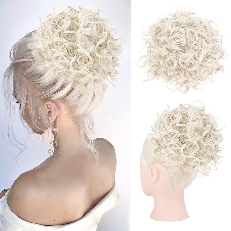 100% Soft Puff Clip In Hair Piece Extension Drawstring Hair Buns For ...