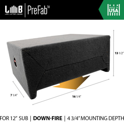 .48 ft³ Shallow-Mount MDF Downfire Sub Enclosure Box for 12" Slim Car ...