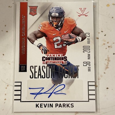2015 Panini Contenders Kevin Parks Virginia Cavaliers Autograph ...