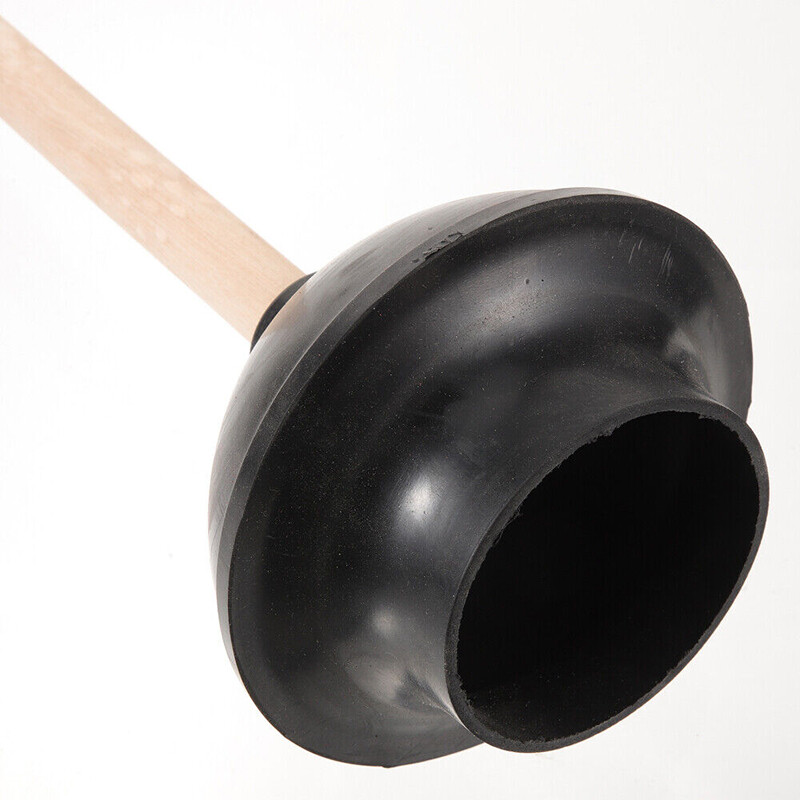 Large Toilet Plunger With 46cm Heavy Duty Long Wooden Handle 14cm Wide ...