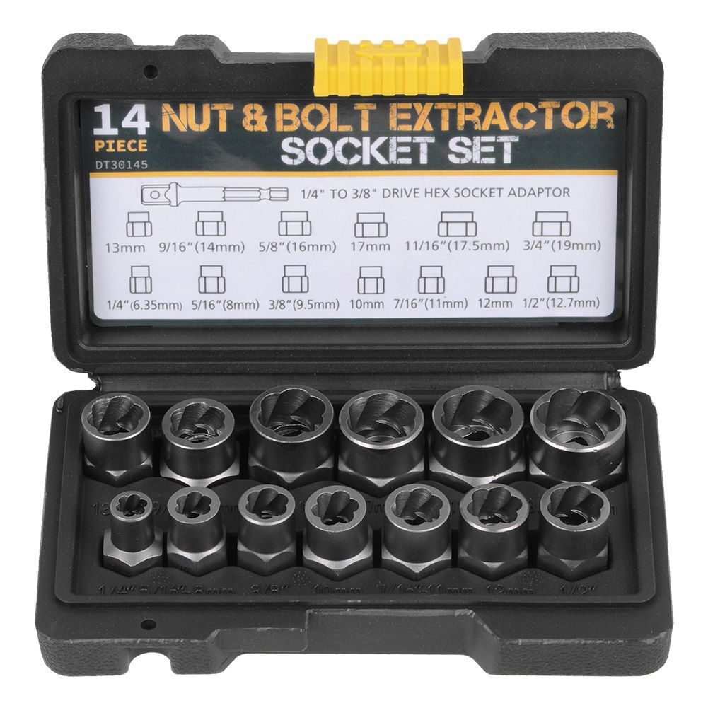 14Pcs Impact Damaged Bolt Nut Screw Remover Extractor Set Twist Socket ...