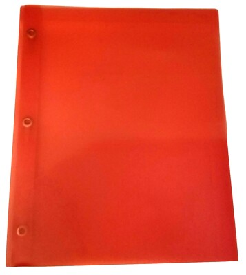 Red 3 Hole Punch Binder. Letter 9 X 11" inches. Transparent. 2 Pockets ...