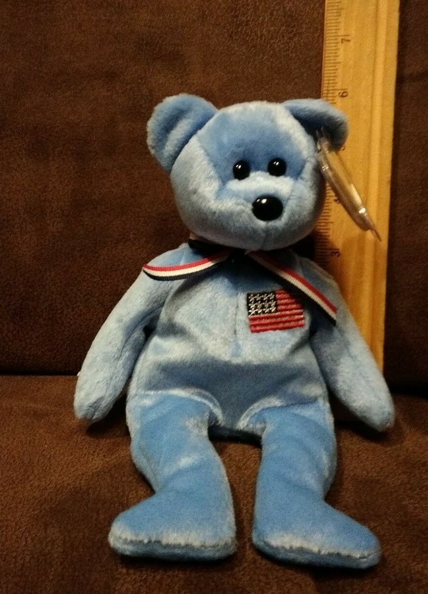 TY Beanie Baby Babies America Light Blue Red Cross Bear | eBay