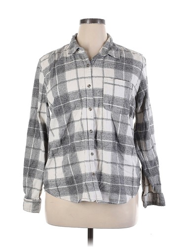 Universal Thread Women Gray Long Sleeve Button-Down Shirt XL | eBay