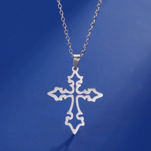 NewVintage Hollow Sword Shape Cross Necklace Men Women Stainless Steel ...