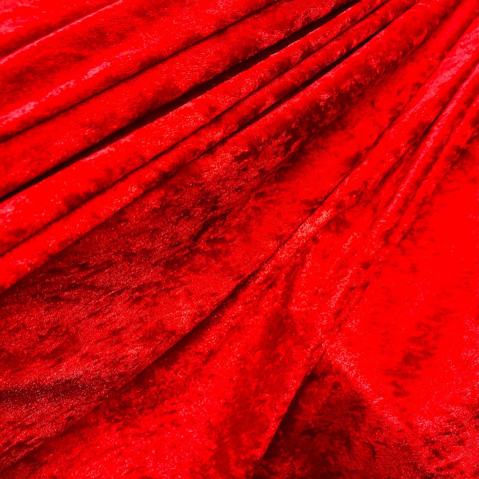 Premium Red Crushed Velvet/Velour Dress Fabric Draping, 150cm Wide ...