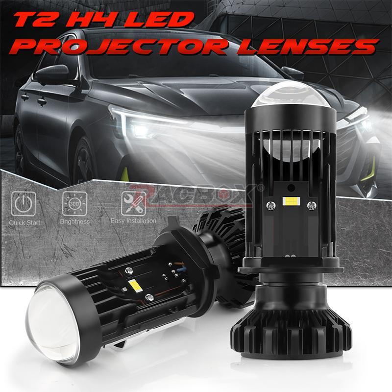 2x 100W H4 Mini Bi LED Projector Lens Hi/Lo Beam Headlight Headlamp ...