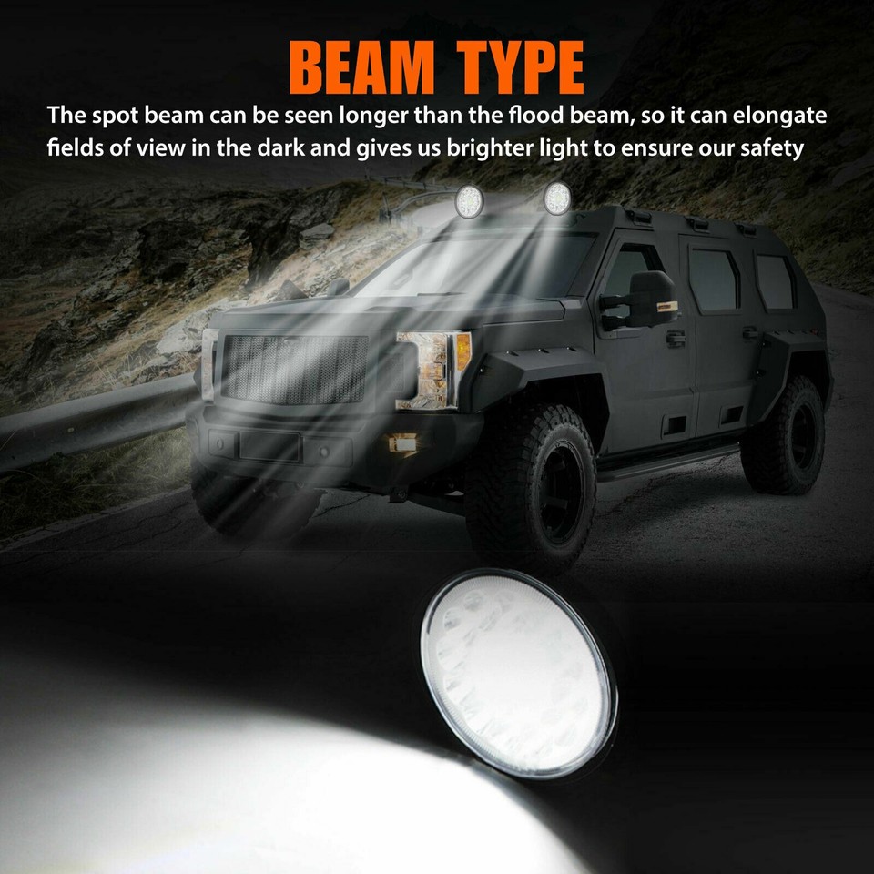 5inch Round LED Spot Light Bar Work Pods Flood Driving Fog Lamp Offroad ...
