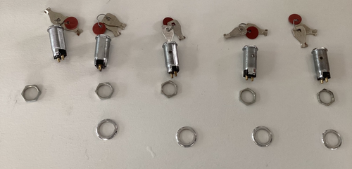5 Ademco Shunt Lock Momentary Switch AD 116 Two Keys New w/nut + cup ...