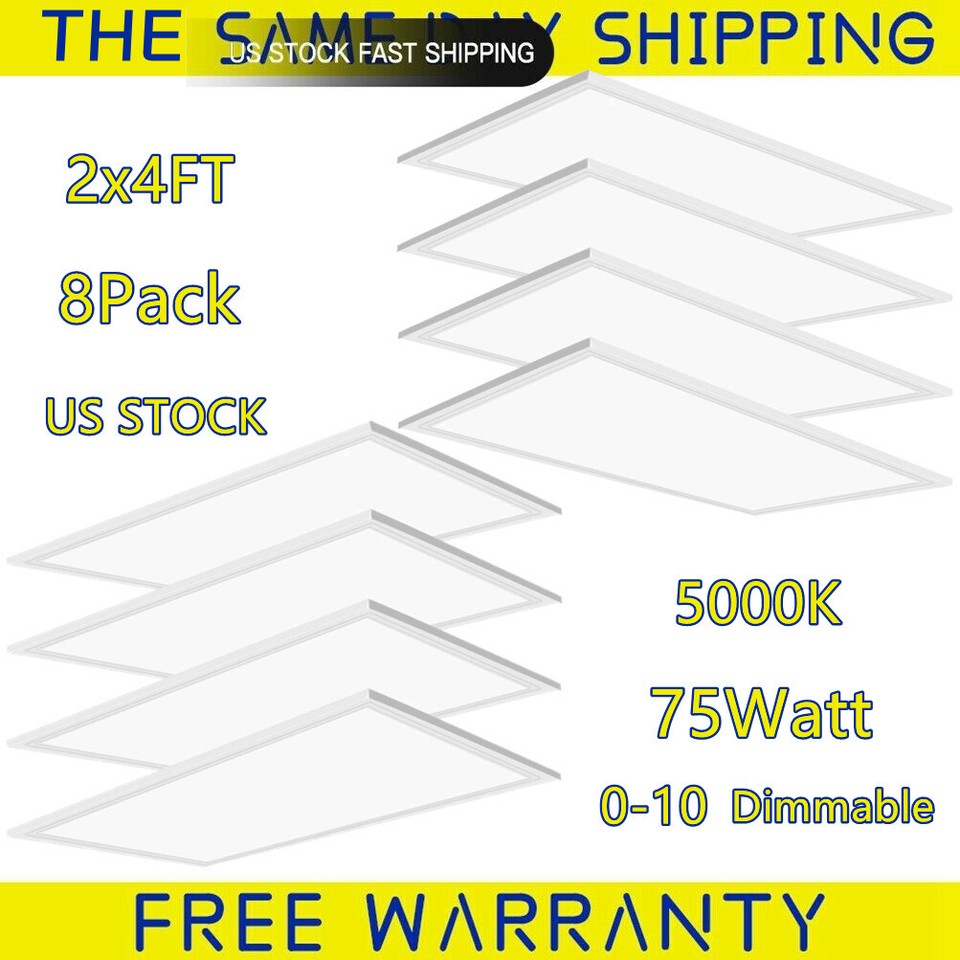 2x4 LED Flat Panel Light, 75 Watt Drop Ceiling Lights Fixture Indoor ...