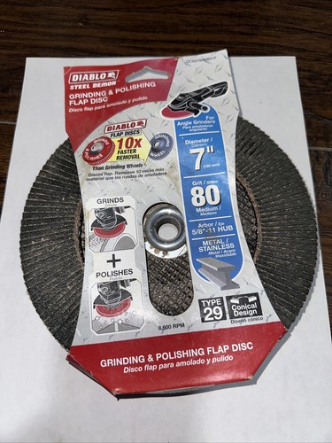 Diablo Speed Demon Flap Disc- 7in 80 Grit Conical w/Hub Model ...