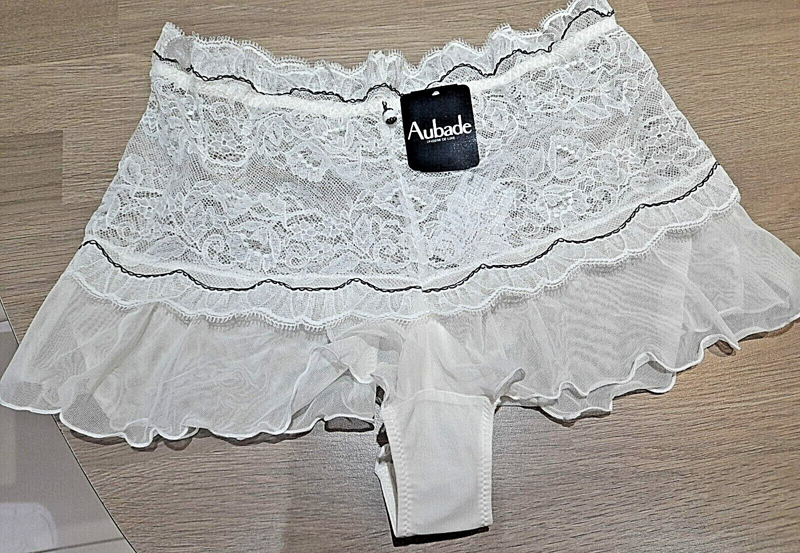 Aubade Ivory/Black Collection CHAR Sheer Lace/Mesh French Knickers | eBay
