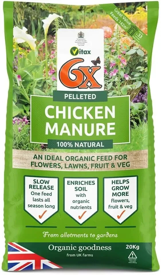 CHICKEN MANURE PELLETS 6X STRENGTH PELLETED 7KG 20KG ORGANIC NATURAL ...
