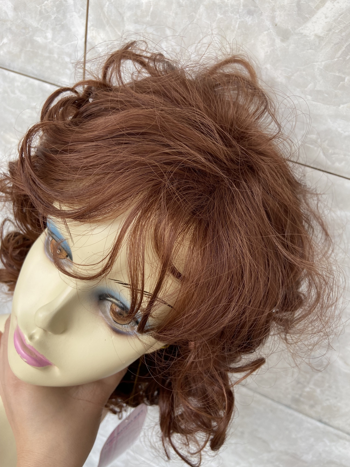 Medium Fluffy Wavy Auburn 33/30 Synthetic Hair Wigs Women Natural ...