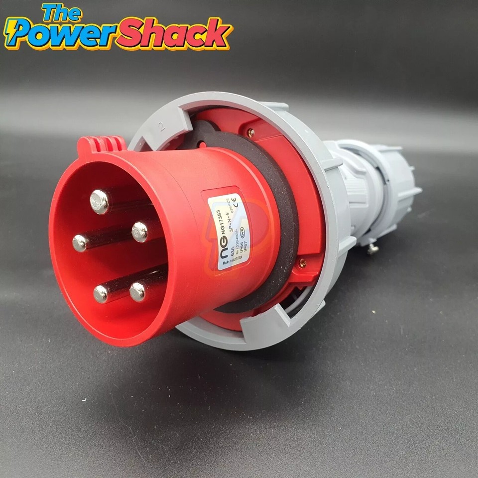 Niglon Red IP67 Waterproof 63Amp 5 Pin 3P+N+E 415V Ceeform Commando ...