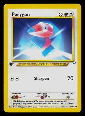 Pokemon Card - Porygon Neo Destiny 1st Edition 78/105 Common | eBay