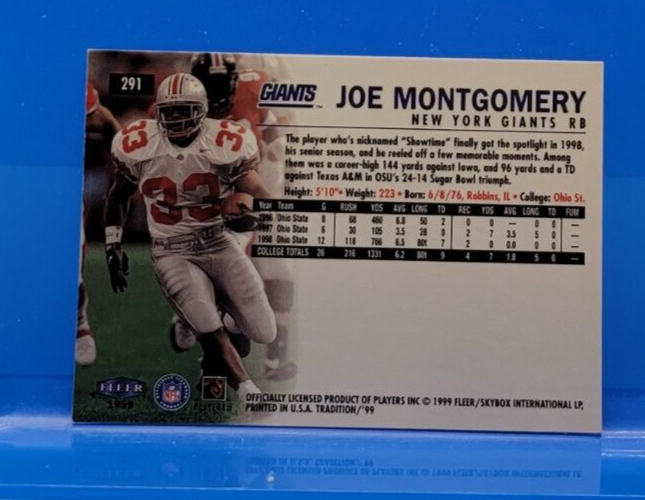Joe Montgomery, Rookie, RB - Fleer/Skybox - Giants, 1999 - #291 | eBay