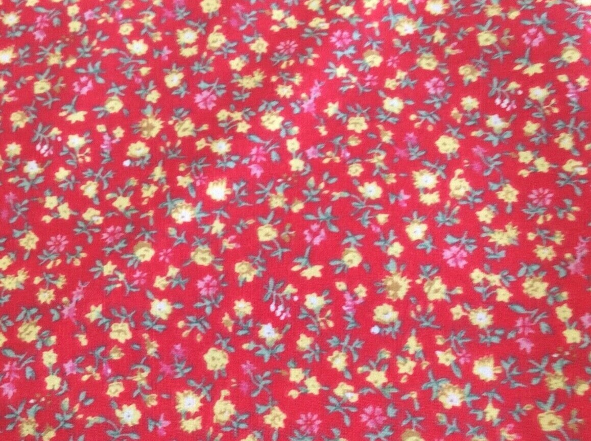 FOUST TEXTILES - TINY FLORAL #042-RED--- BY THE YARD | eBay