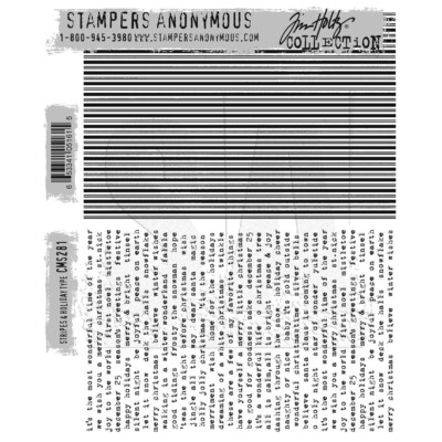 Tim Holtz Stampers Anonymous "STRIPES & HOLIDAY TYPE" Red Rubber Cling ...