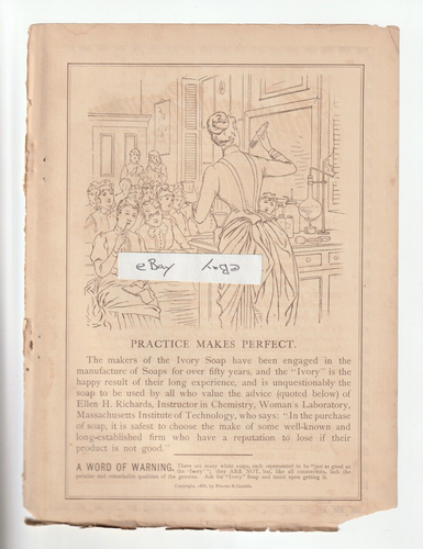 Vintage 1888 IVORY SOAP Magazine AD~ELLEN H. RICHARDS, Chemistry~M.I.T ...