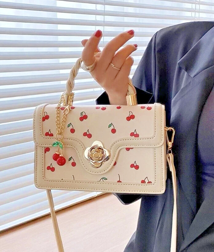 New Cherry Print White Mini Handbag/Crossbody | eBay