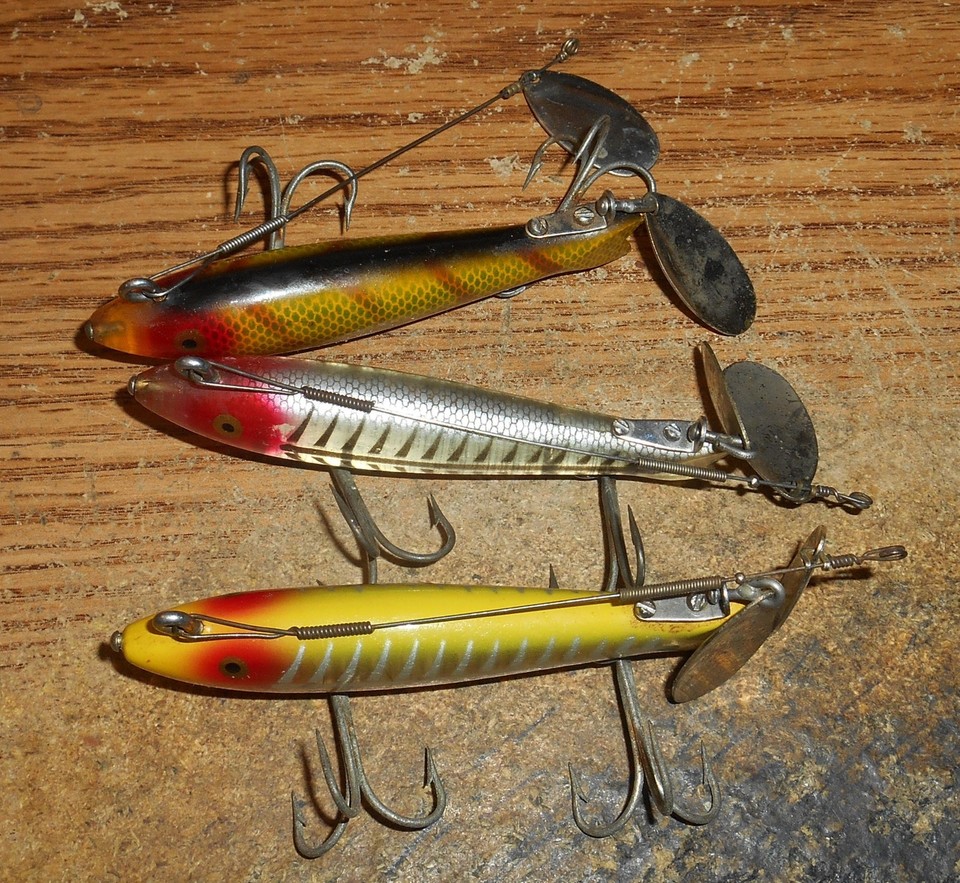 VINTAGE HEDDON DOWAGIAC SPOOK LOT/3 DIFFERENT/WONDERFUL COLORS/TOUGH ...