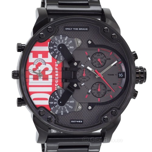 DIESEL Mens MR Daddy 2.0 Chronograph Watch, Black & Red Logo Dial ...