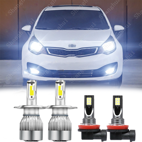 For Kia Rio Sedan 2012-2018 6000K LED Headlight High/Low Fog Light 4x ...