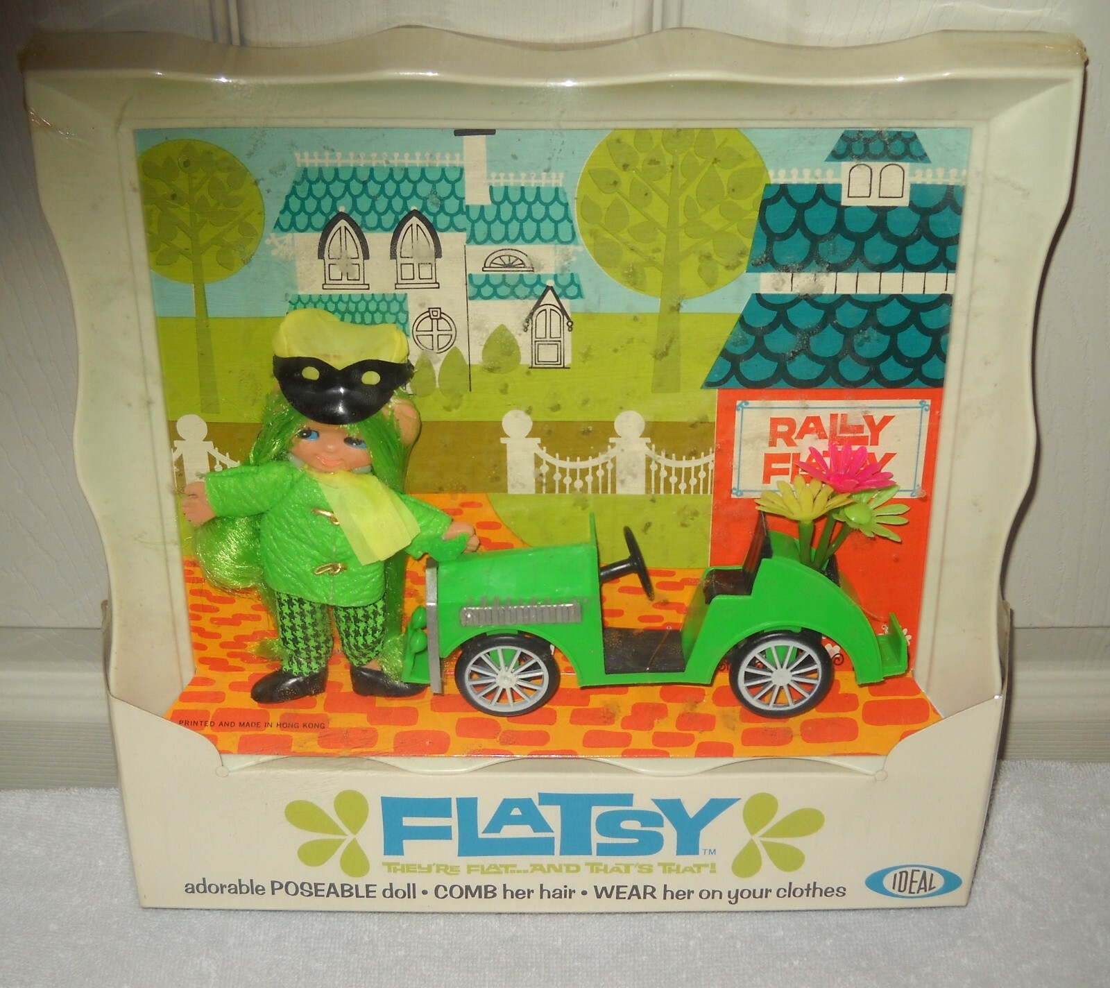 #10170 NRFB Vintage IDEAL Flatsy - Rally Flatsy with Car in Frame | eBay