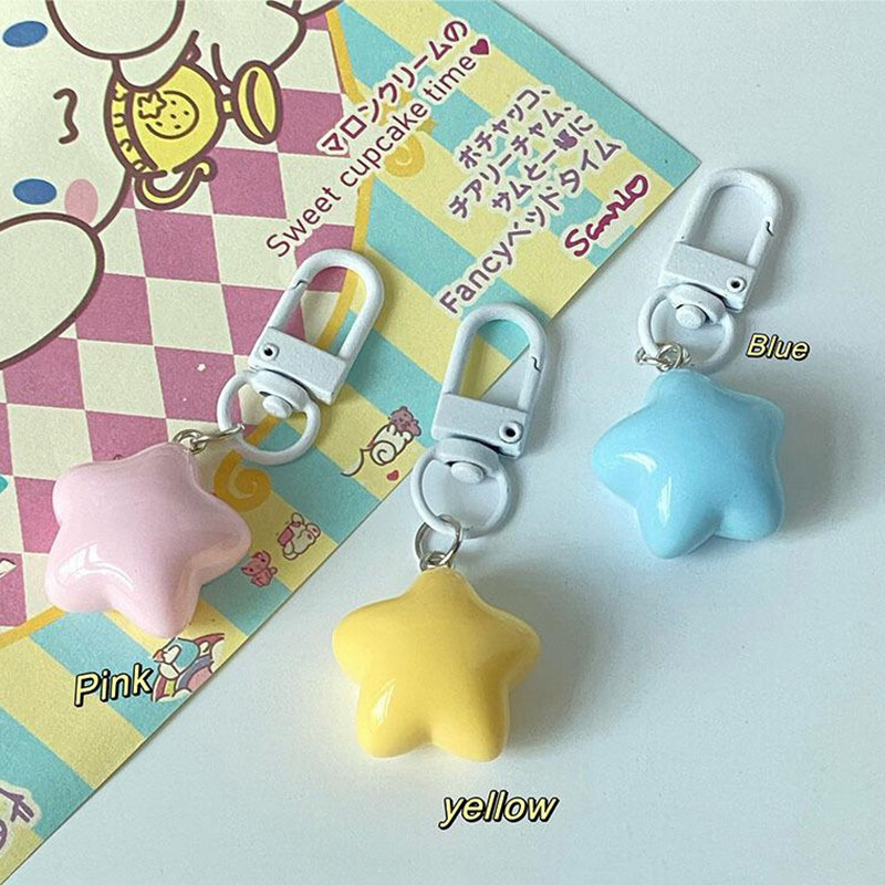 1Pc Cute Star Keychains Headphone Cover Keyring Cartoon Charm Bag ...
