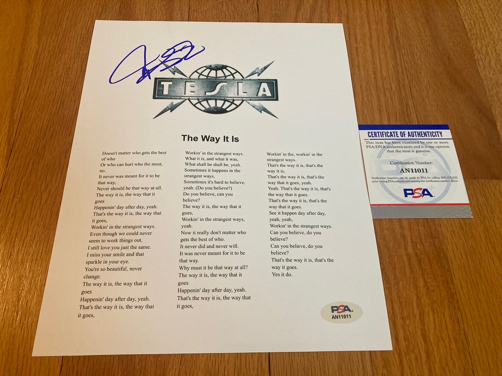 Jeff Keith Tesla Lead Singer The Way It Is Signed Autographed Lyric ...