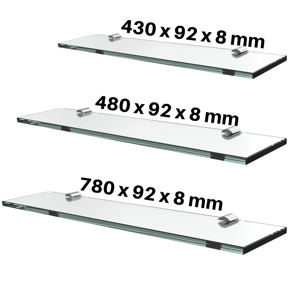 Tempered Glass Shelf 6" X 24" Rectangle Tempered Clear Glass Shelf - 3/ ...