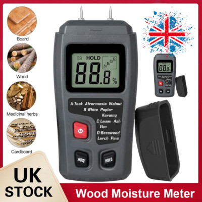 Digital Wood Moisture Meter Hygrometer Timber Damp Detector Logs ...