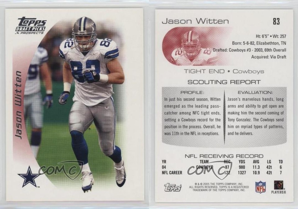 2005 Topps Draft Picks & Prospects Jason Witten #83 14s2 | eBay