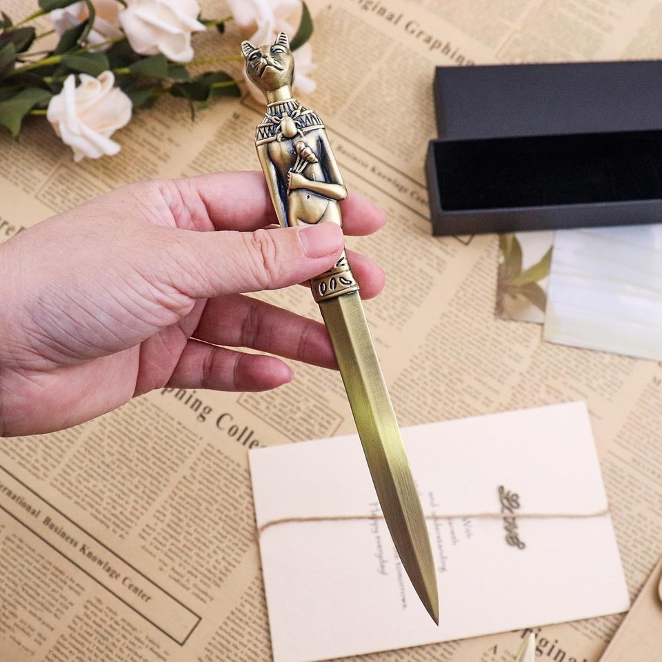 Vintage Metal Letter Opener Envelope Slitter, Bronze Decorative Letter ...