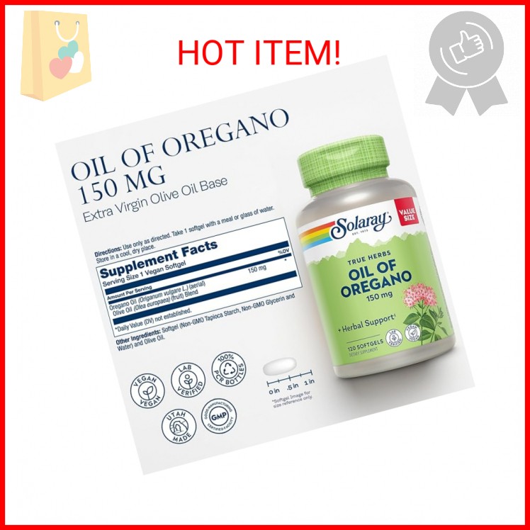 SOLARAY Oil of Oregano Softgels 150 mg - Oregano Oil Supplement for ...