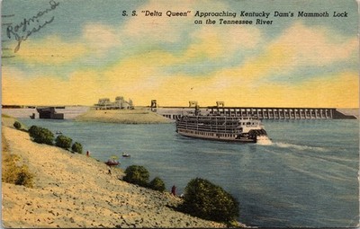 SS Delta Queen Approaching Kentucky Dam's Mammoth Lock KY c1957 ...