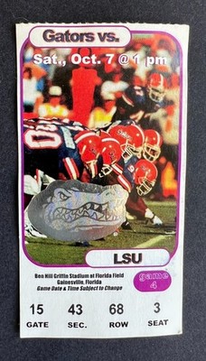Vintage 2000 SEC NCAA Football LSU Tigers vs Florida Gators Ticket Stub ...