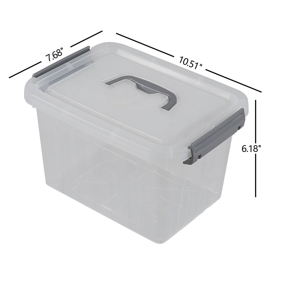 Udotry 6 Quart Clear Plastic Storage Latching Bins with Handle, Small ...