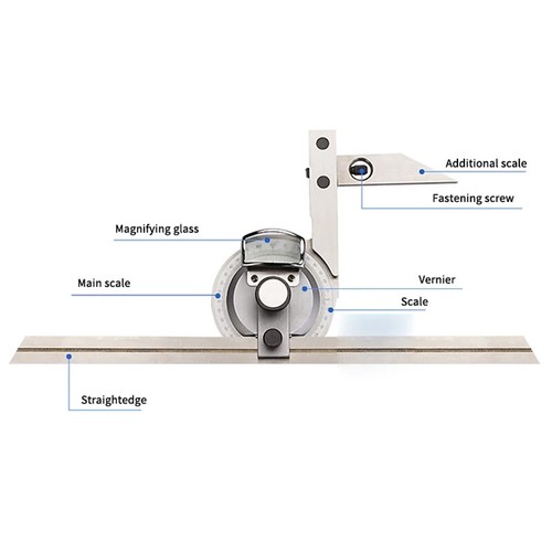 360°High Precision Universal Angle Ruler Stainless Steel Protractor ...