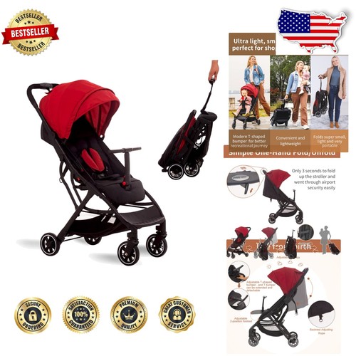 Automatic Folding Lightweight Stroller with Stylish Sun Canopy - Red ...