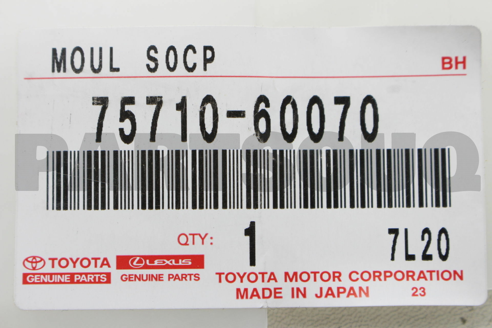 7571060070 Genuine Toyota MOULDING ASSY, FRONT DOOR BELT, RH 75710 ...