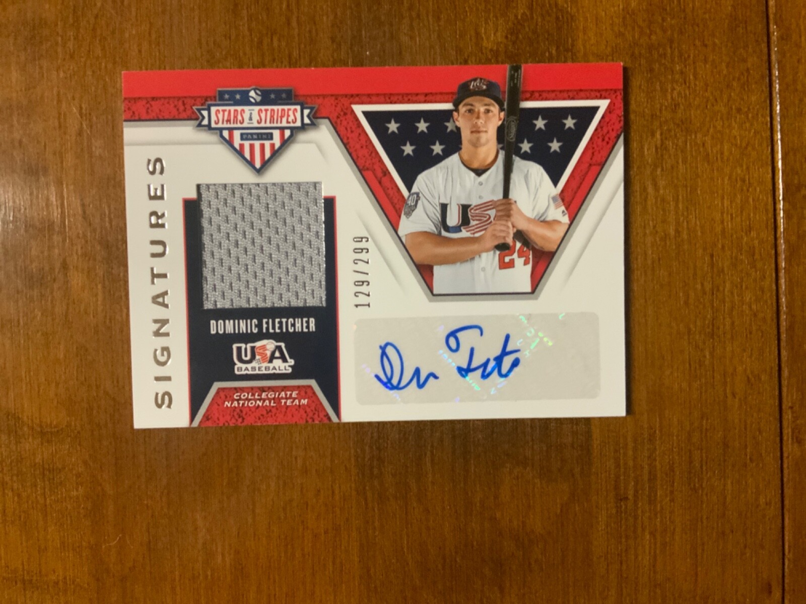 Dominic Fletcher 2019 USA Baseball Stars & Stripes Auto Autograph Relic ...