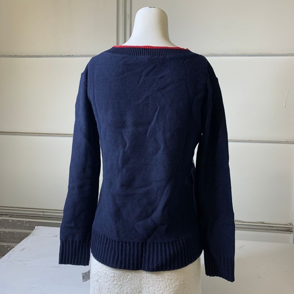 Talbots Flag Long Sleeve Crewneck Sweater Women's Size PS Navy | eBay