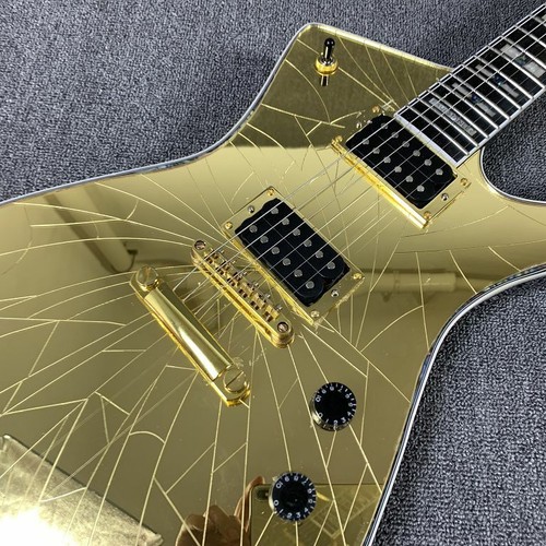 Top Quality Electric Guitar Cracked Mirror Guitar Gold Color H-H ...