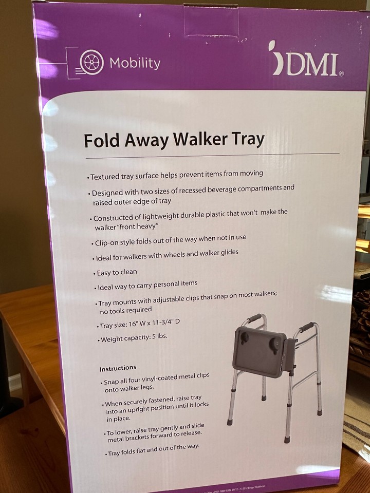 DMI Fold Away Walker Tray with Cup Holders, Gray | eBay