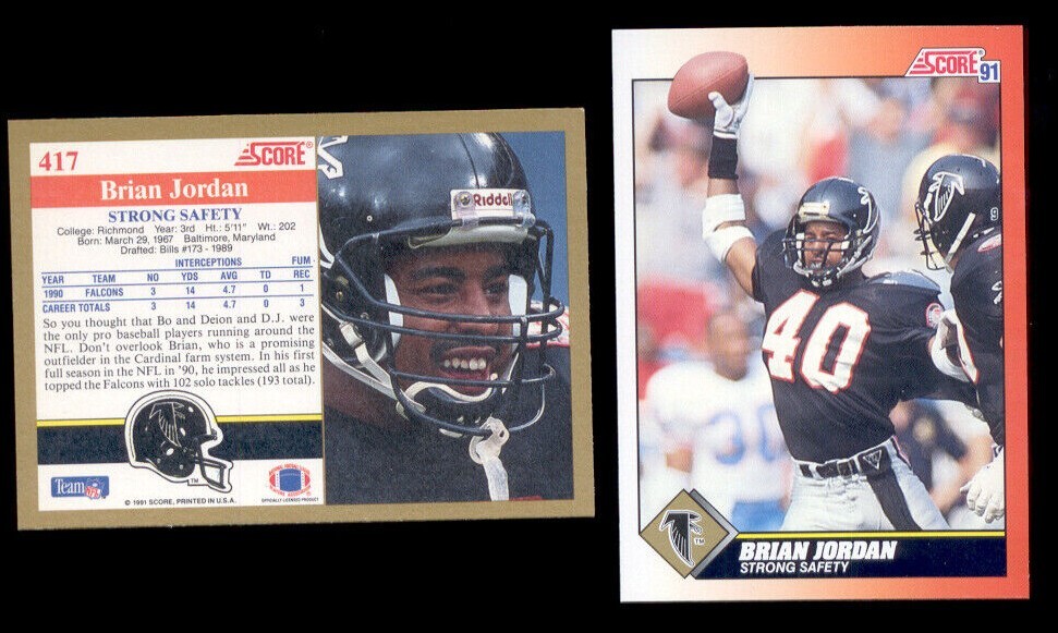 1991 Score BRIAN JORDAN Atlanta Falcons Card | eBay