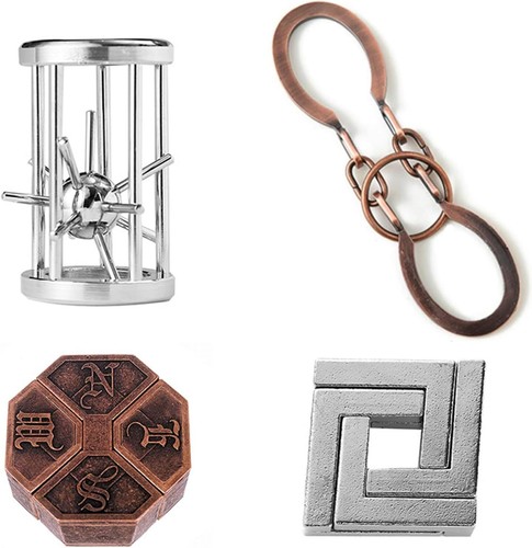 4Pcs Metal Brain Teaser Puzzle,IQ Test Game,Magic Toy Gift for All | eBay