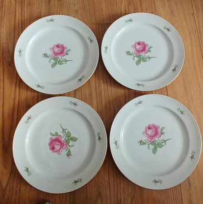 (4) Furstenberg Porcelain Vintage Rose Pattern Small Plates Gold Gilded ...